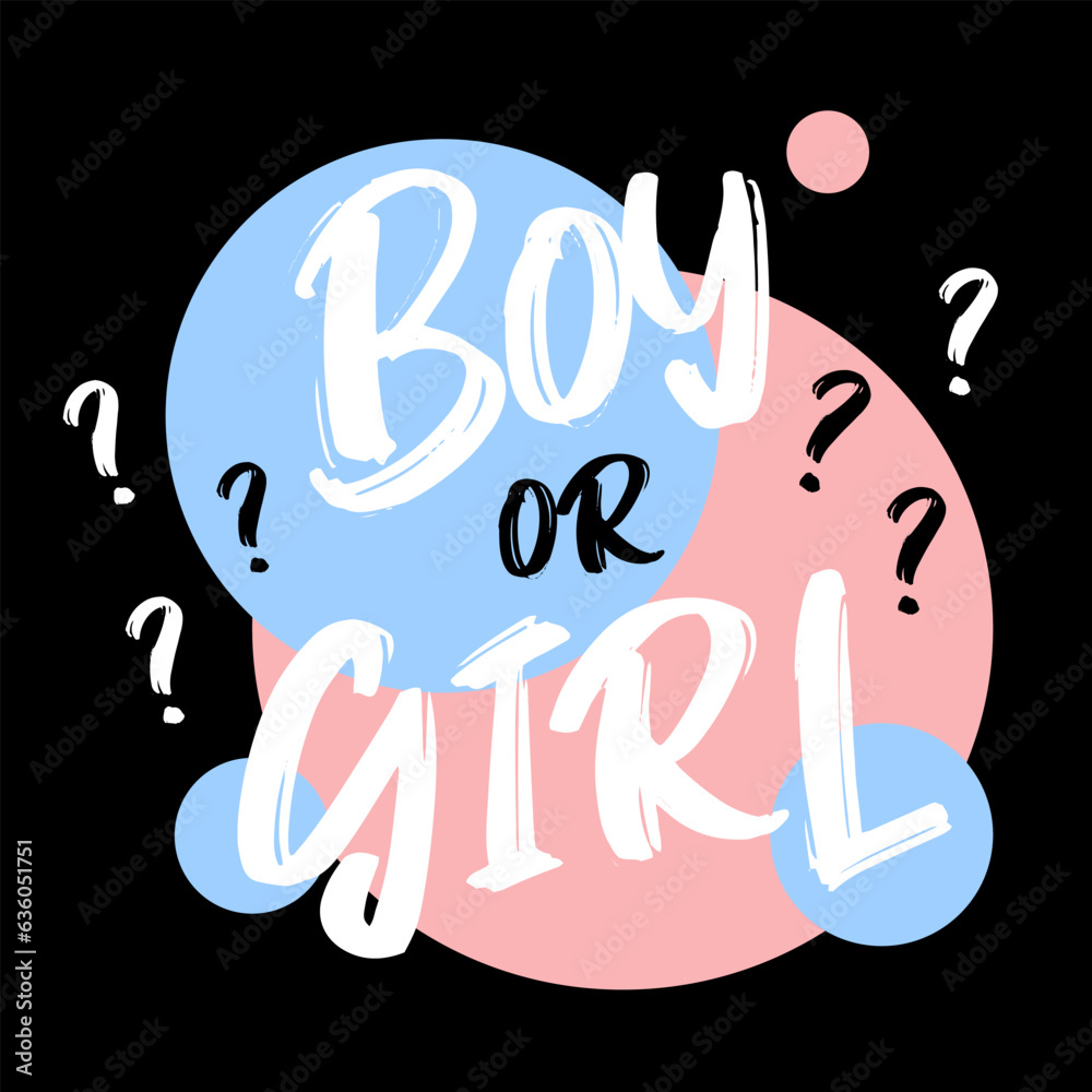 Boy or Girl - card template with a multi-colored inscription. Vector ...