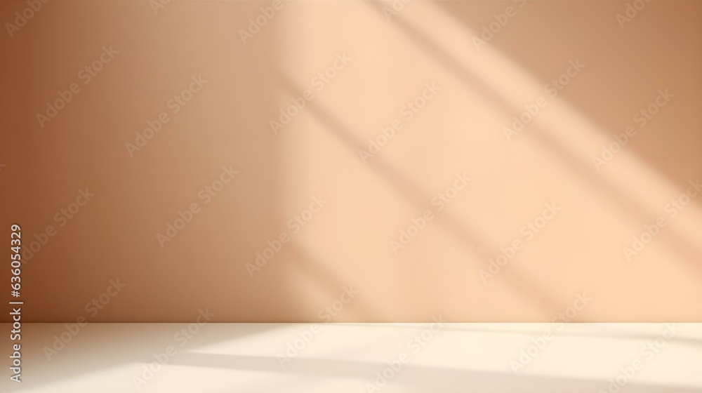 Empty Room in beige Colors with Shadows on the Wall. Elegant Studio ...
