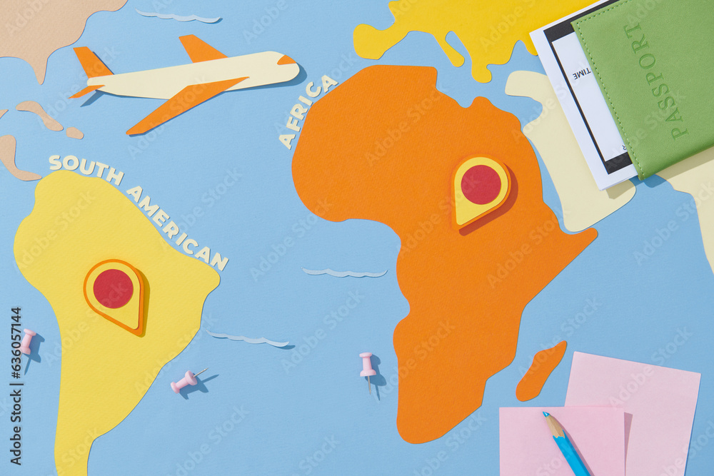 Passport with a map background.Travel planning Stock Photo | Adobe Stock