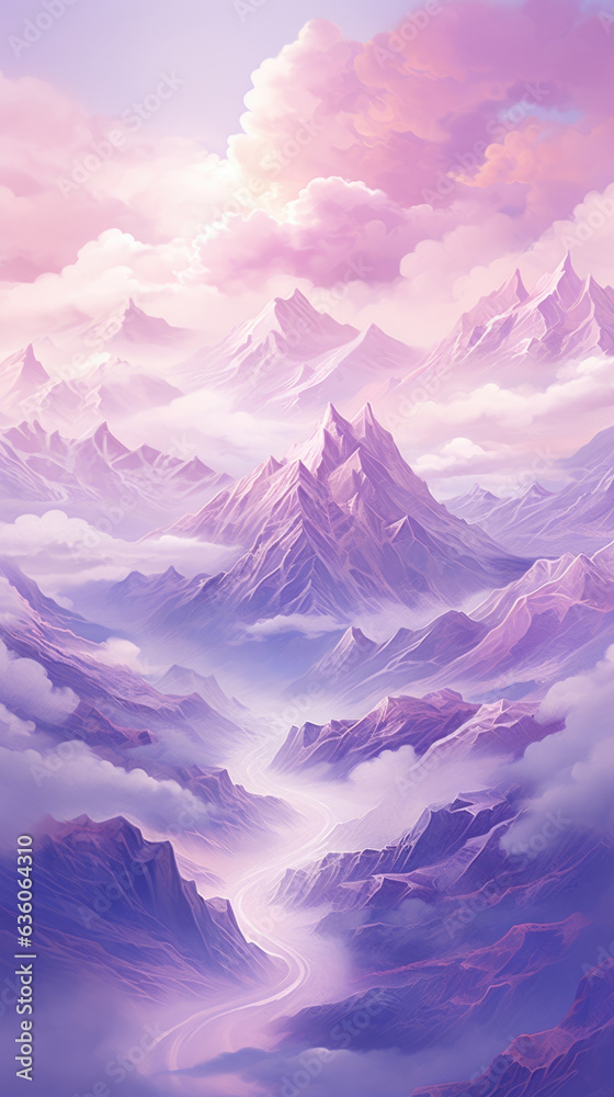 A jagged landscape of mountains and valleys in striking shades of deep ...