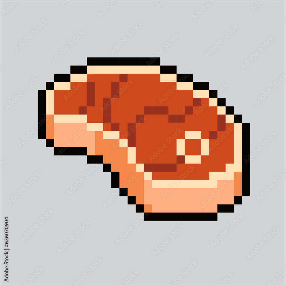Pixel art illustration Steak. Pixelated Steak. Steak meat food icon ...