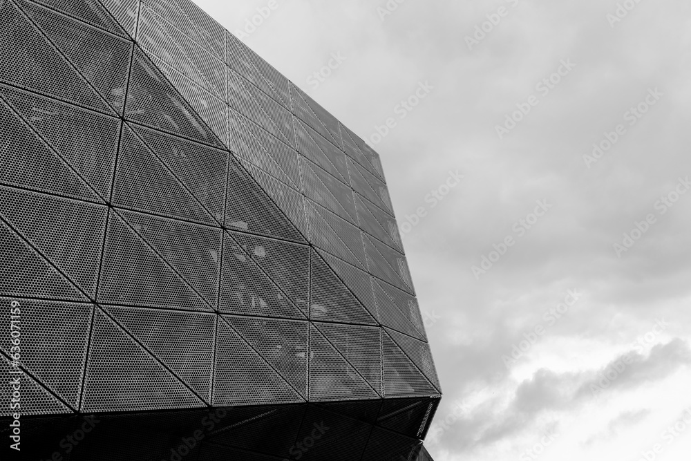 Black and white tone, Exterior view of mixture various triangular ...