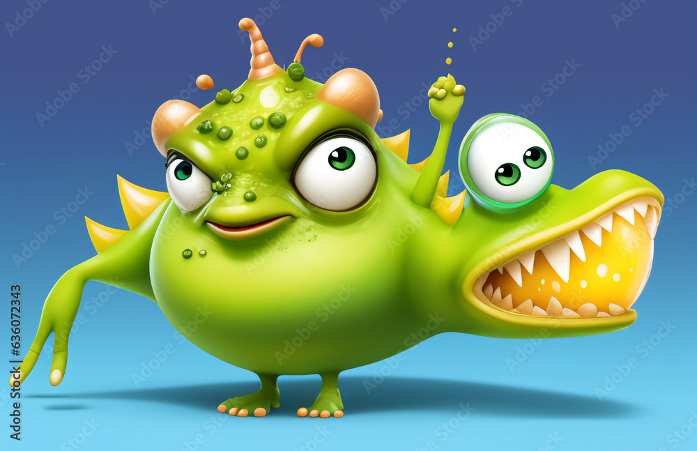 An evil virus character with a comical expression. Symbolizing diseases ...