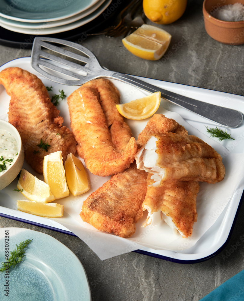 Battered cod fillets, fried fish Stock Photo | Adobe Stock