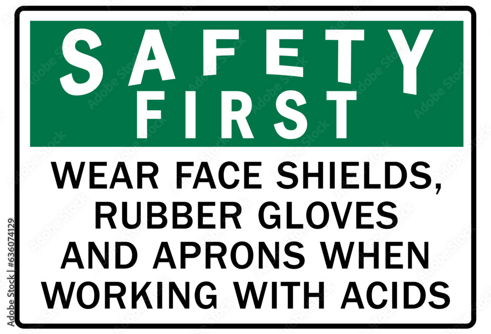 Vetor de Wear protective gloves sign and labels wear face shields ...