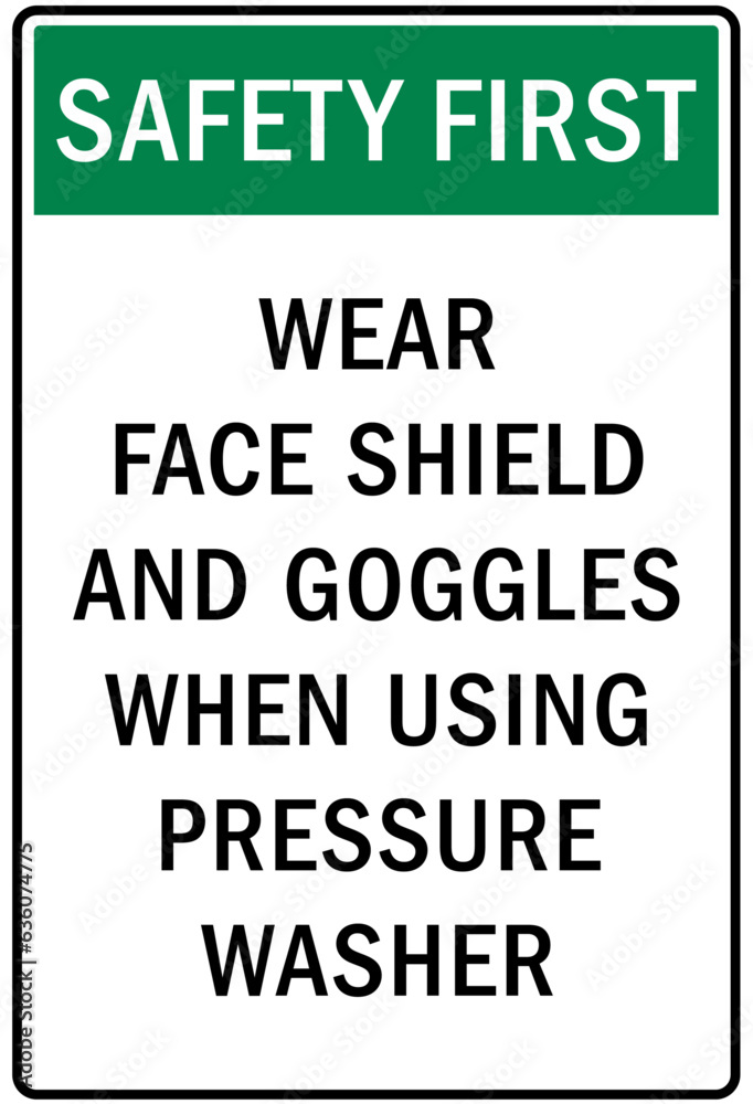 Wear face shield sign and labels wear face shield and goggles when ...