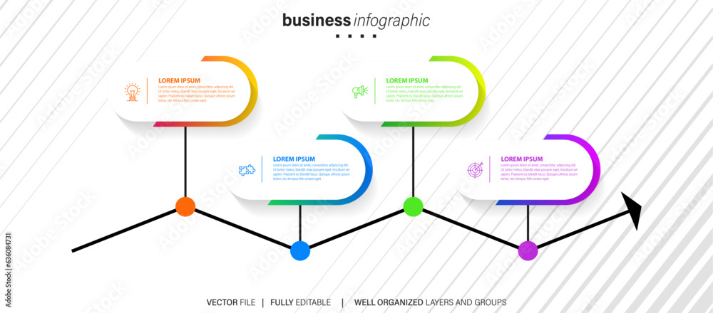 4 steps or list diagram, button infographic element vector, layout ...