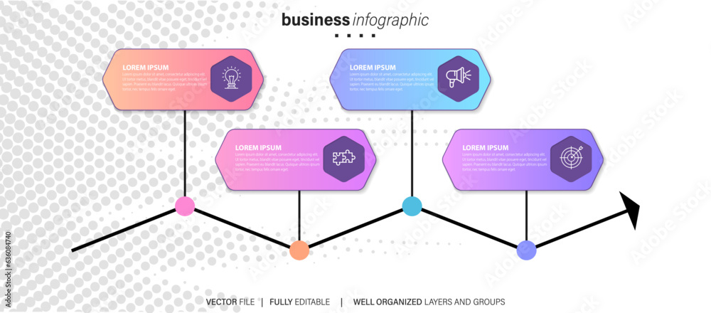 4 steps or list diagram, button infographic element vector, layout ...