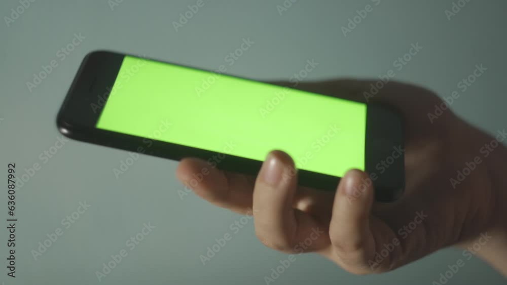 using green screen Chroma Key Phone Point of View. Person Hold ...