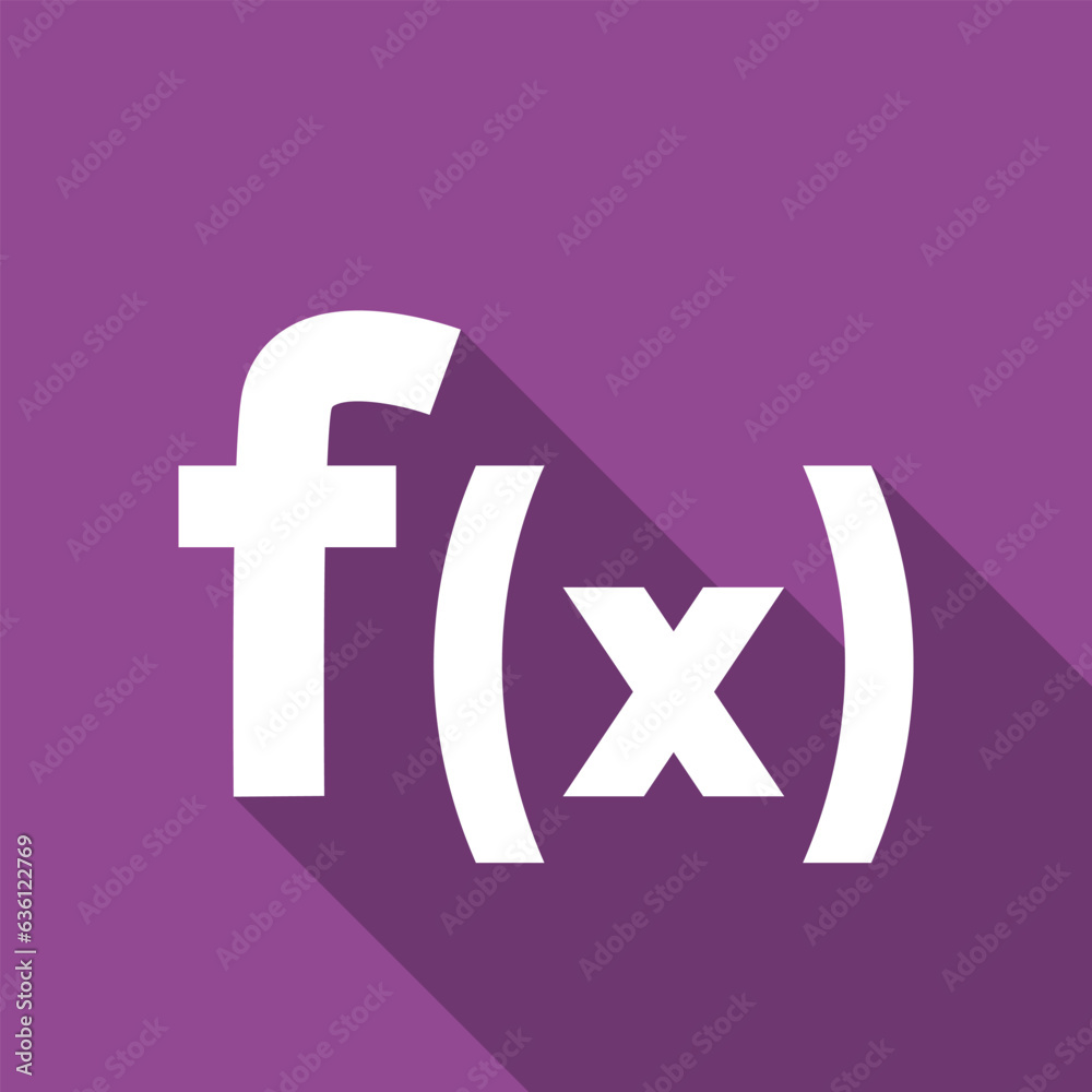 Function fx flat icon with long shadow. Simple Math icon pictogram ...