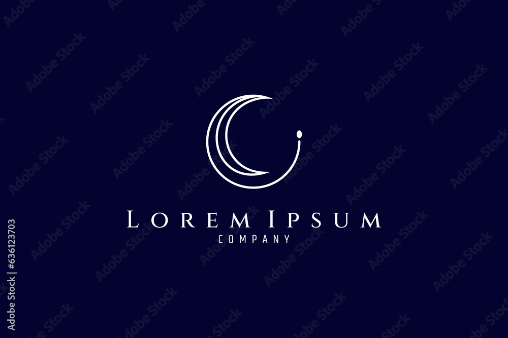 Crescent moon logo design with one line design style Stock Vector ...