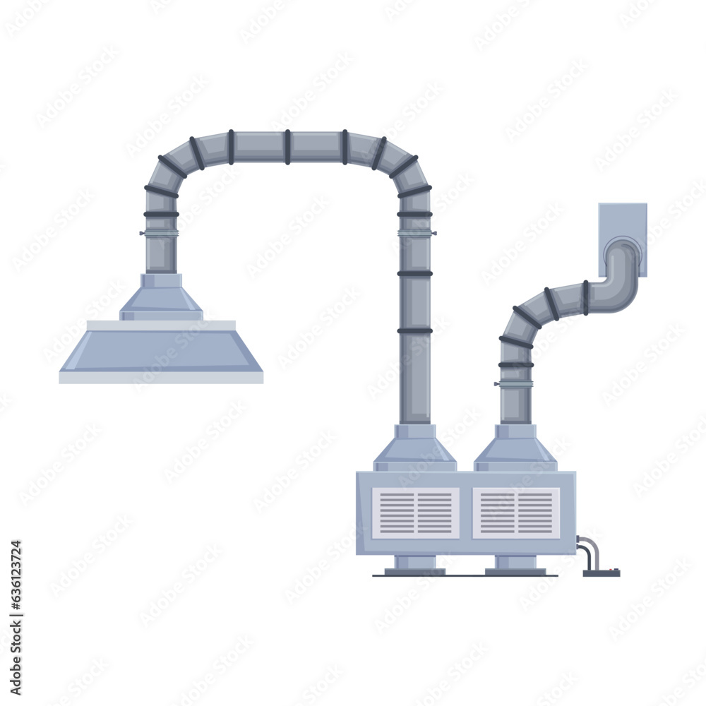 Ventilation pipe vector. Vent, metal air ducts, tube for factories, air ...