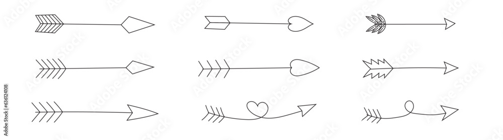 tribal arrow doodle hand drawing archery Stock Vector | Adobe Stock