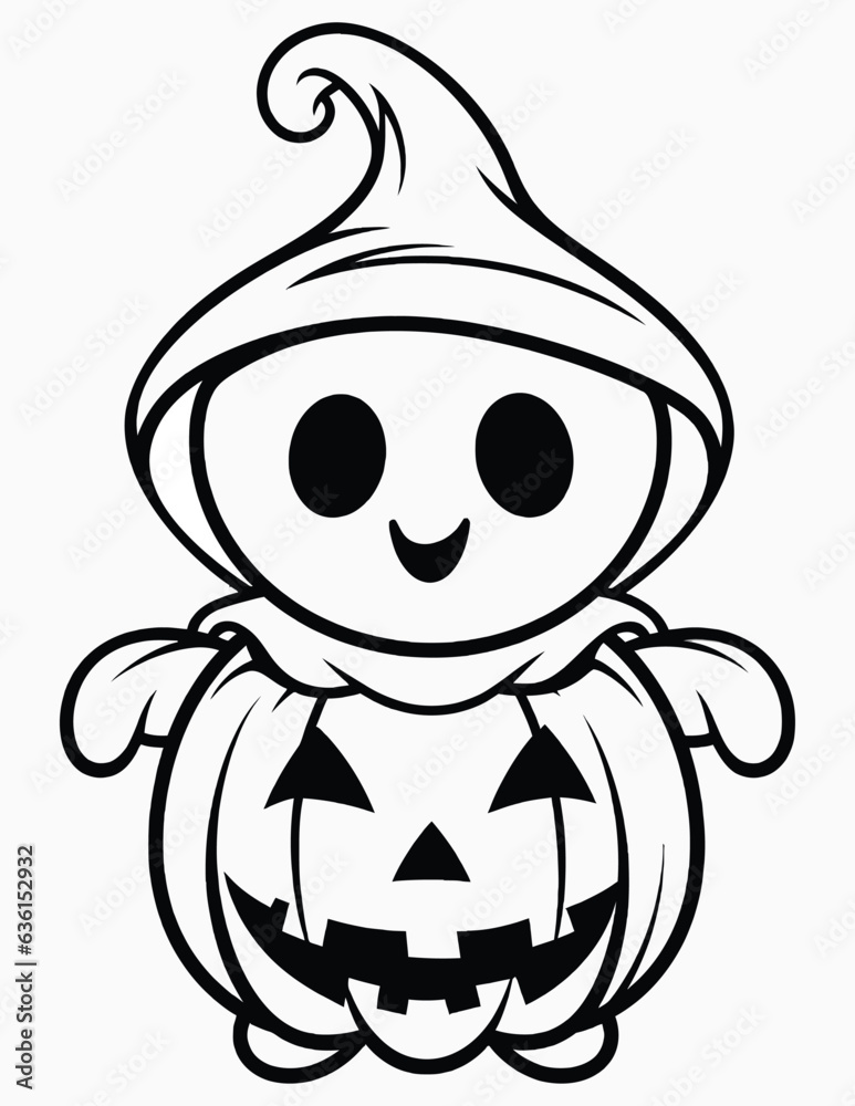 Creepy kawaii Halloween coloring page for kids, candies popsicle ...