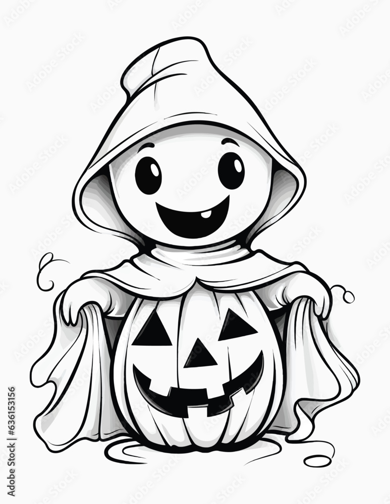 Creepy kawaii Halloween coloring page for kids, candies popsicle ...