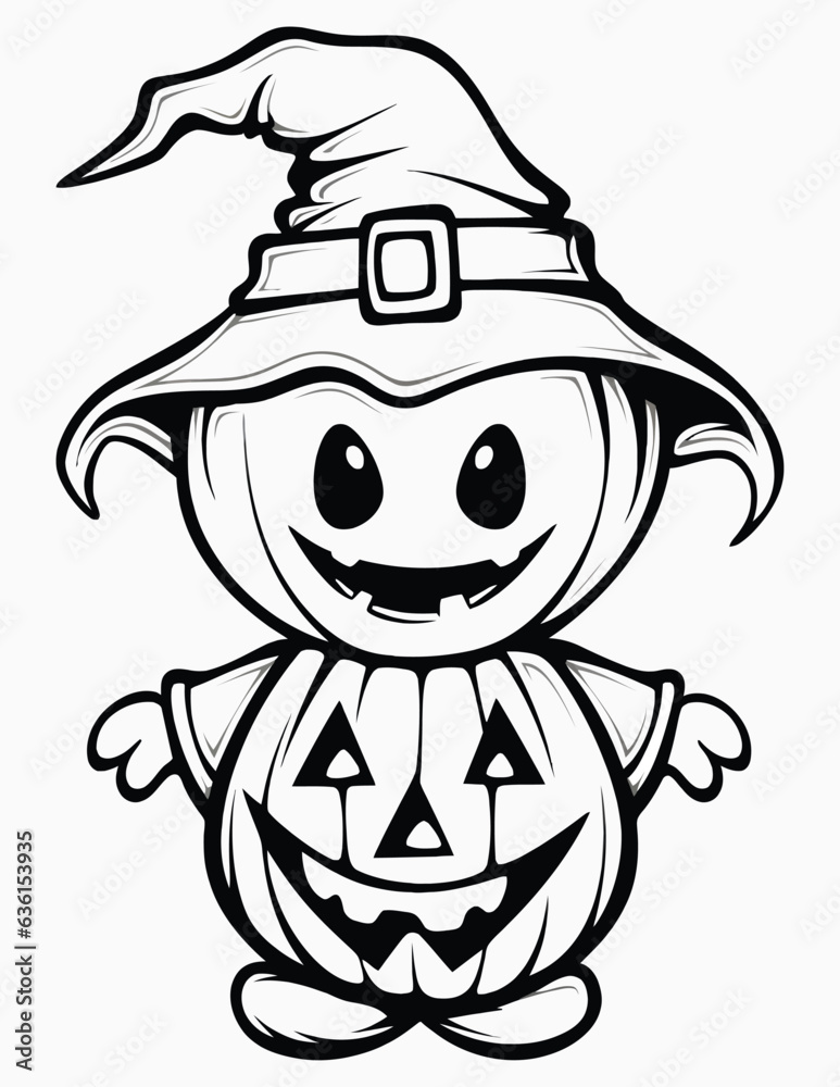 Creepy kawaii Halloween coloring page for kids, candies popsicle ...