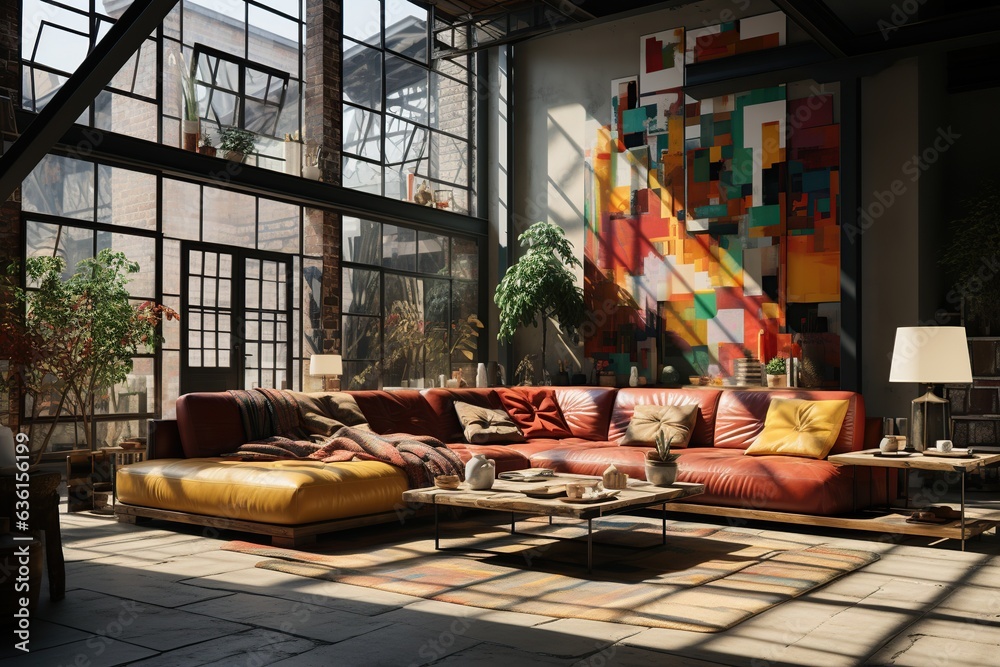 Chinese-inspired modern loft, celebrating the vibrant colors and ...