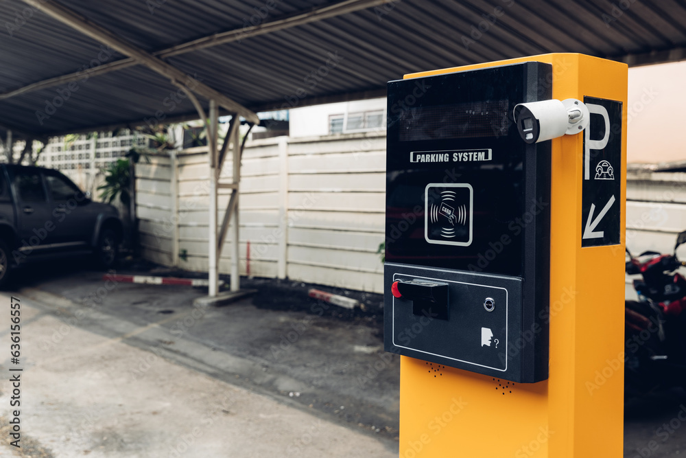 Car park automatic entry system. Security system for building access ...