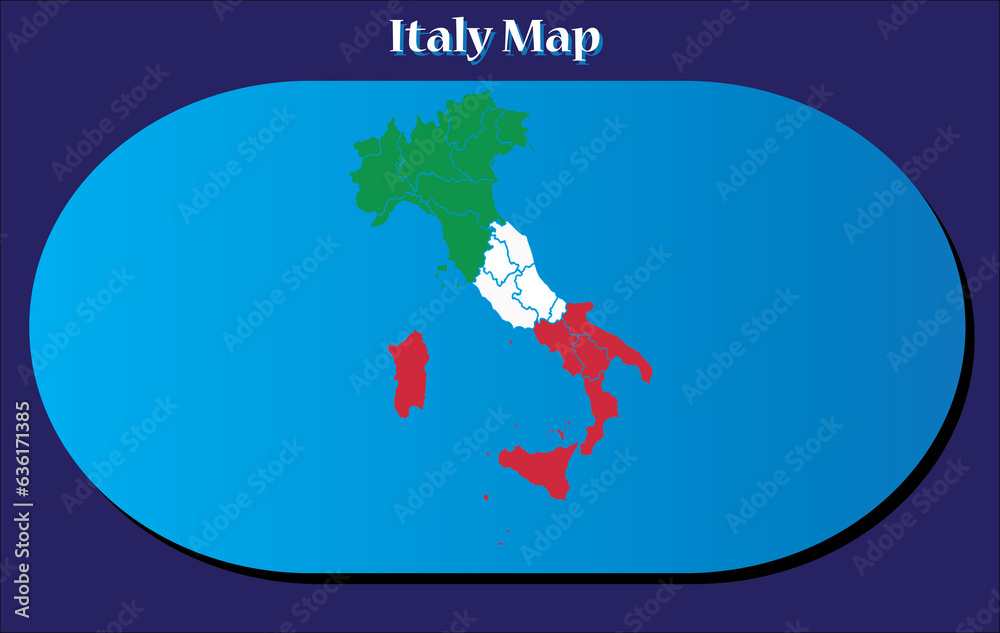 Italy Map Representation with National Flag Colors: Celebrating the ...
