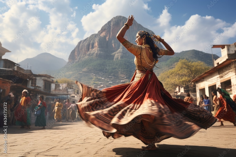 Indian women dancing on the streets in traditional dresses Stock Photo ...