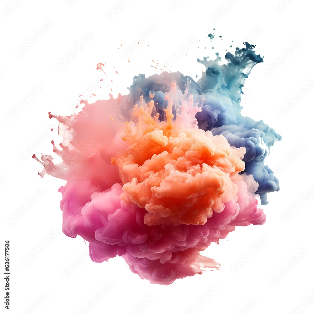 Realistic colored smoke explosion on transparent background. Generative ...