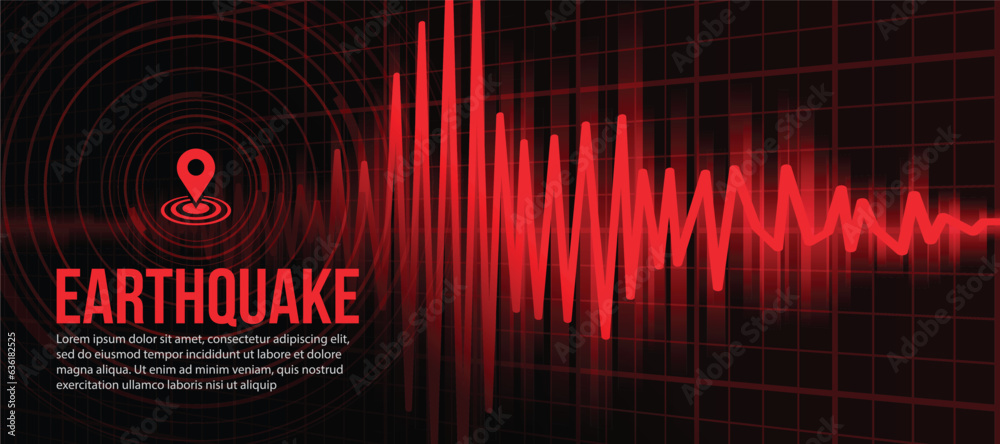 Earthquake Concept - Red light line Frequency seismograph waves cracked ...
