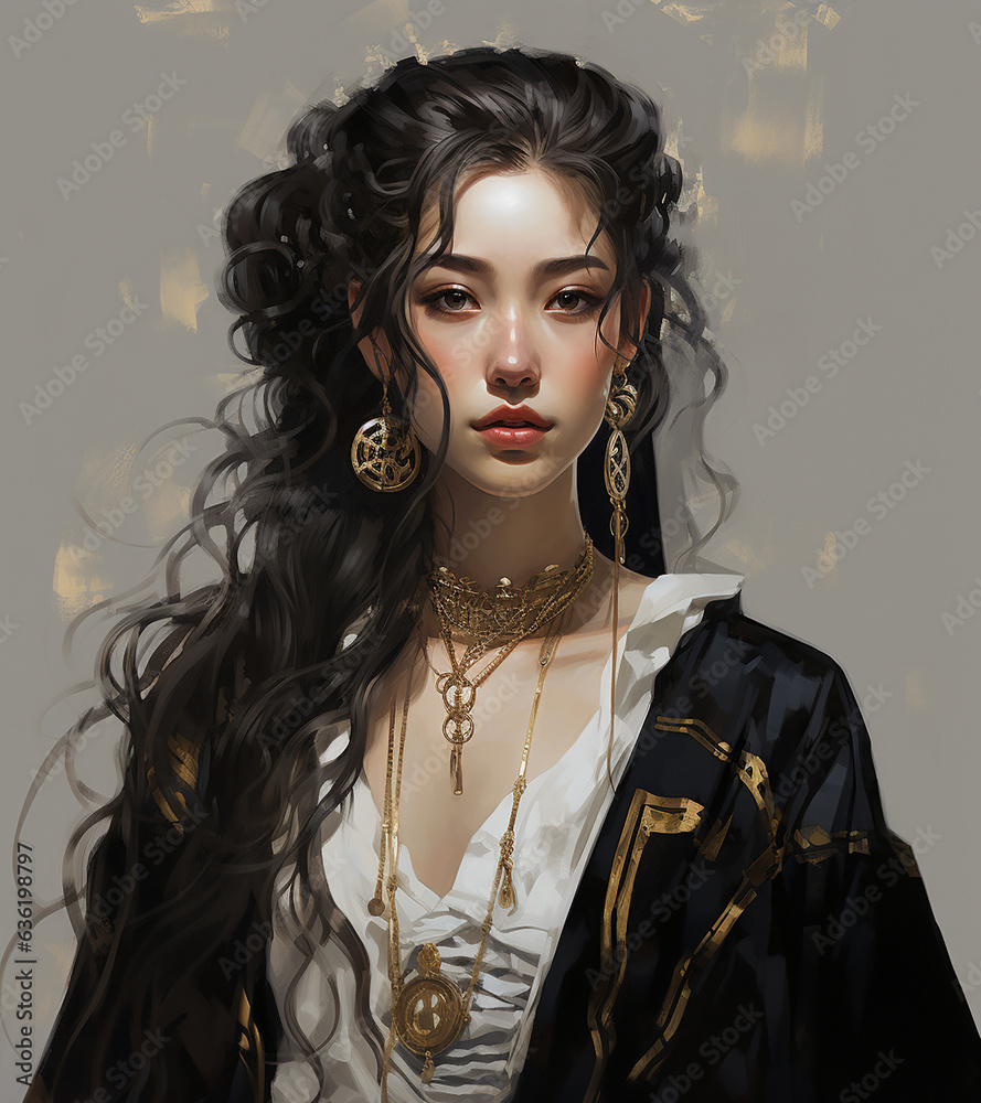 Hyper Realistic Cinematic Scene: Asian Girl in Black and White Latex ...