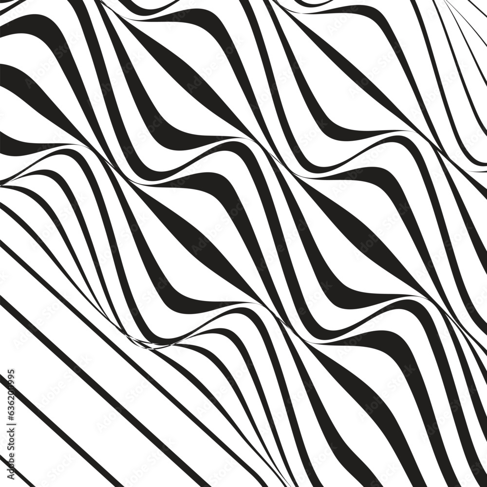 3D abstract monochrome background with line pattern, vector design ...
