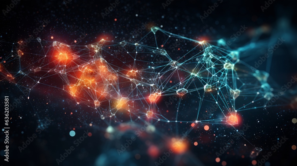 AI Insights Network: web of interconnected AI nodes transmitting ...