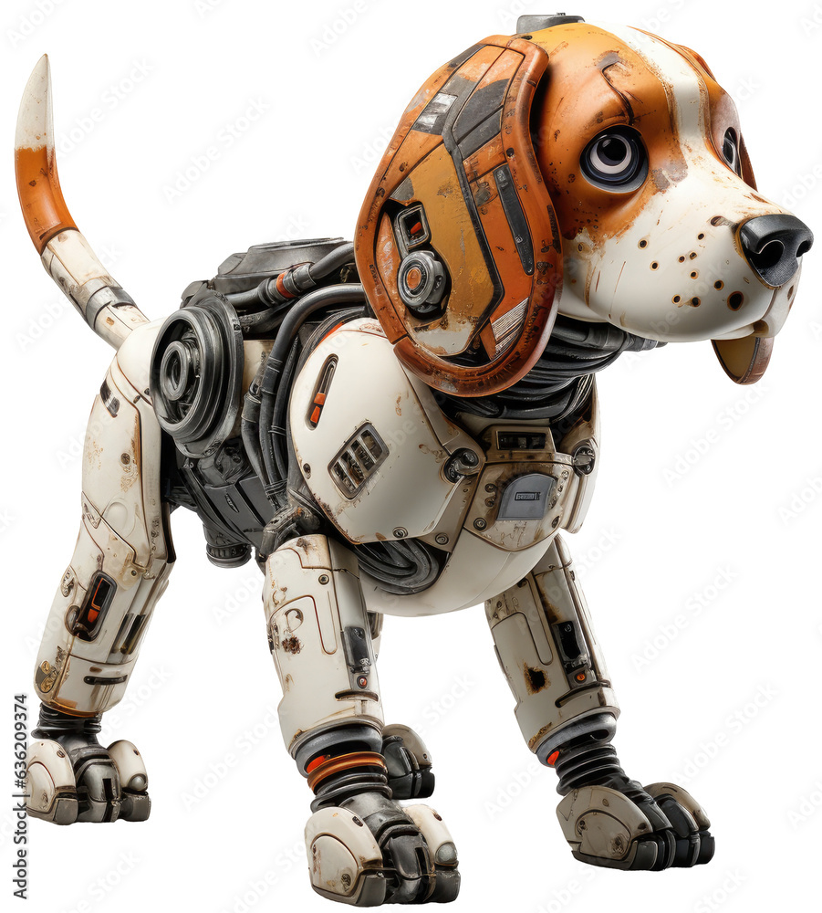 robotic beagle dog as concept of a mechanical cyber animal isolated on ...
