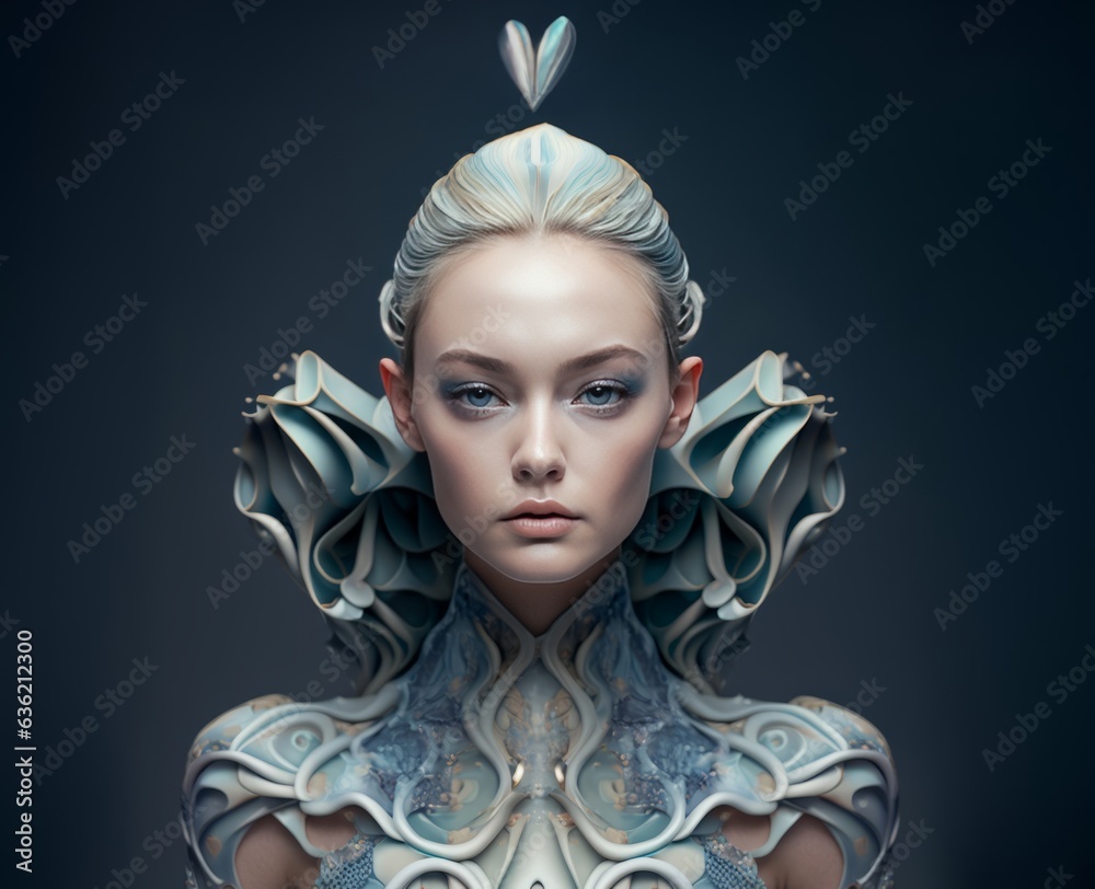 Super model girl wearing fancy outfit for fashion show, ai art Stock ...