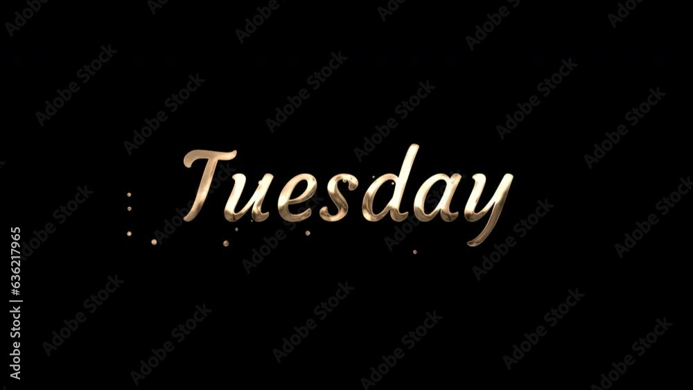Tuesday text animation on transparent background, Handwritten animated ...