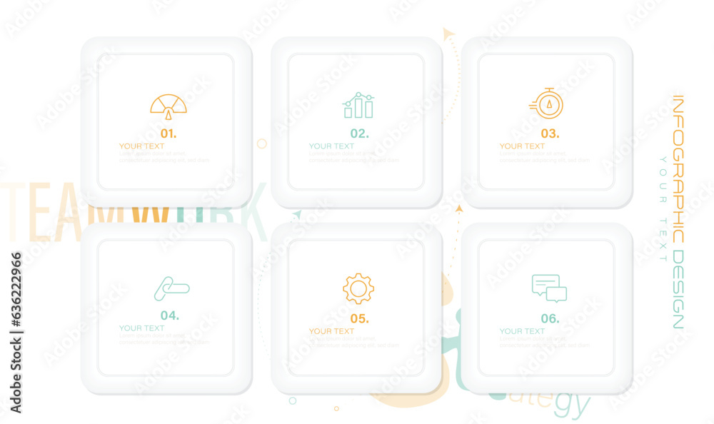 Infographic 6 Steps Modern Mind map diagram with Icons, vector ...