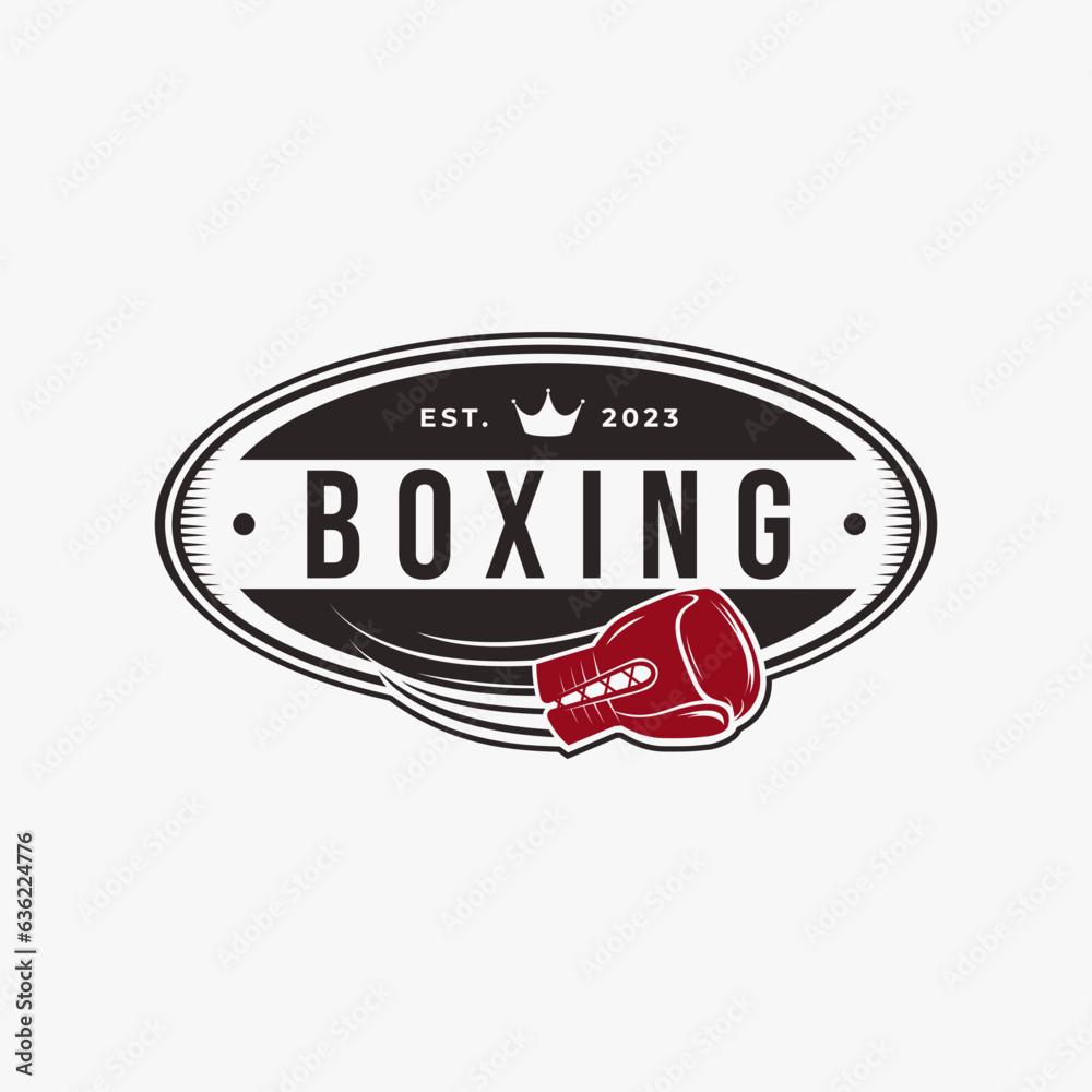 Vintage Classic Boxing Logo badge emblem design, Fighting club, combat ...