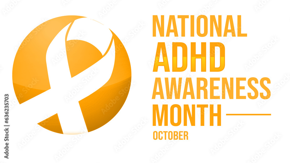 National ADHD Awareness month wallpaper with orange ribbon and ...