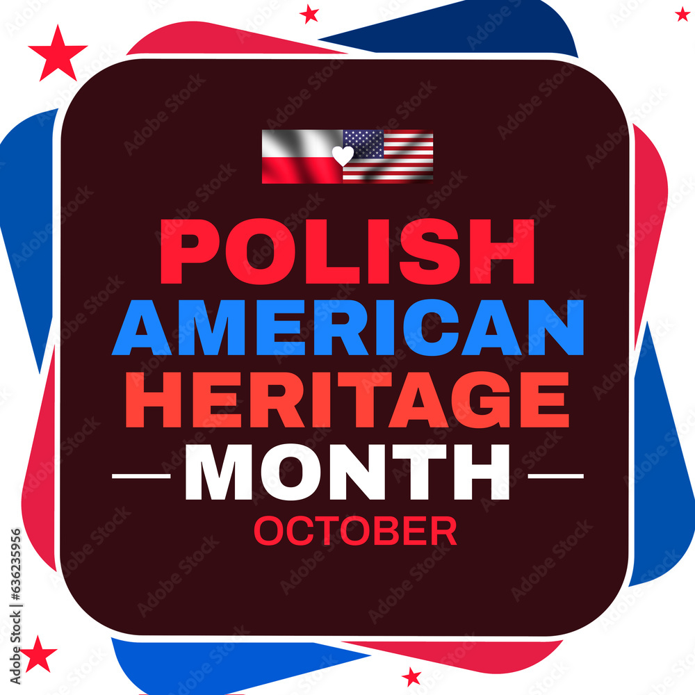 Polish American Heritage Month background with USA and Poland waving ...