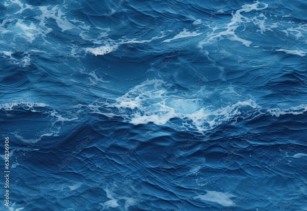 Stormy ocean water with waves and foam, top view, natural background ...