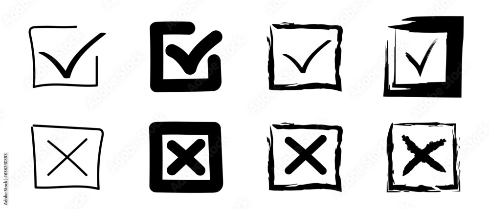 Check mark icon vector set on isolated background. Approval check icon isolated. Check mark ...