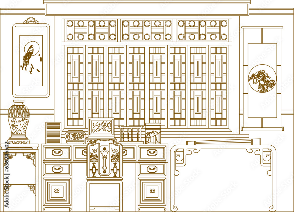 Vector sketch illustration of performance stage background detail ...