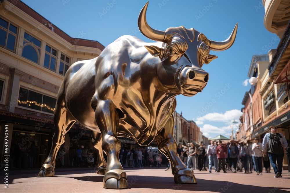 statue of mighty bull, trading concept, ai tools generated image Stock ...