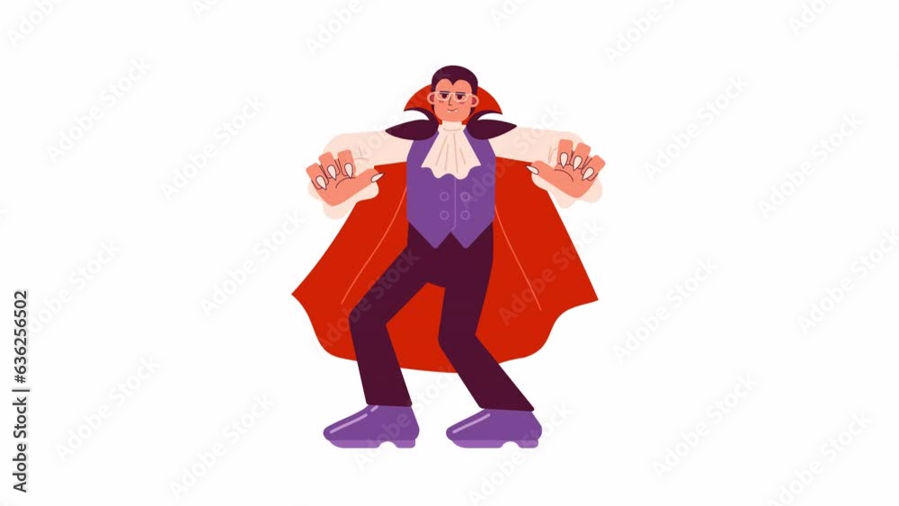 Male vampire scaring away cartoon animation. Dracula trick-or-treating ...