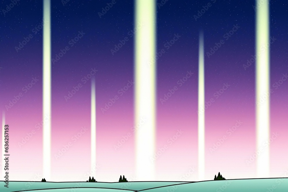 Illustration of vertical light beams called light pillars appearing in ...