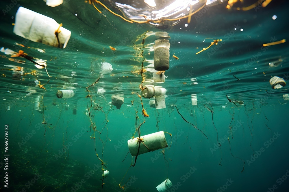 Ocean pollution due to plastics. Images depicting the harmful impact of ...