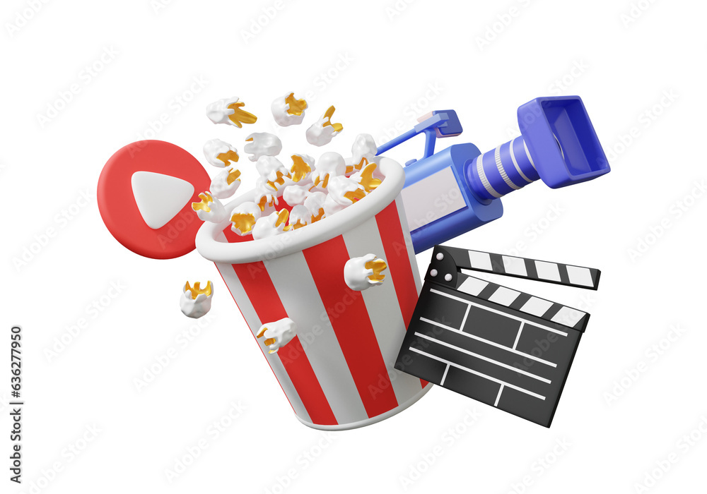 Advertising products movie entertainment popcorn box floating on ...
