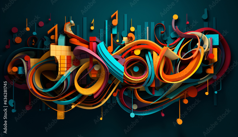 modern multicolor music background with abstract structure and musical ...
