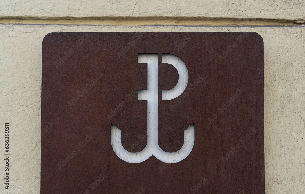 Polska Walcząca PW symbol in the shape of an anchor. The Kotwica sign ...