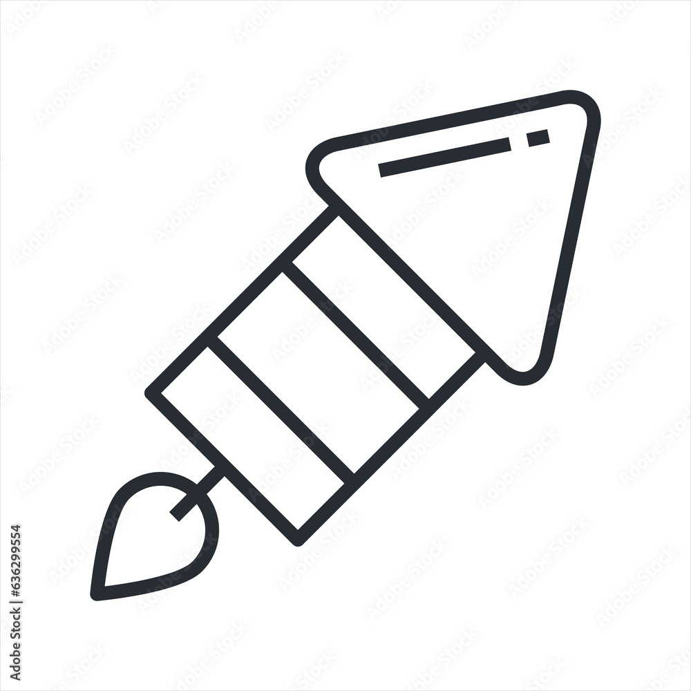 Firecracker petard or firework dynamite rocket icon, flat cartoon ...