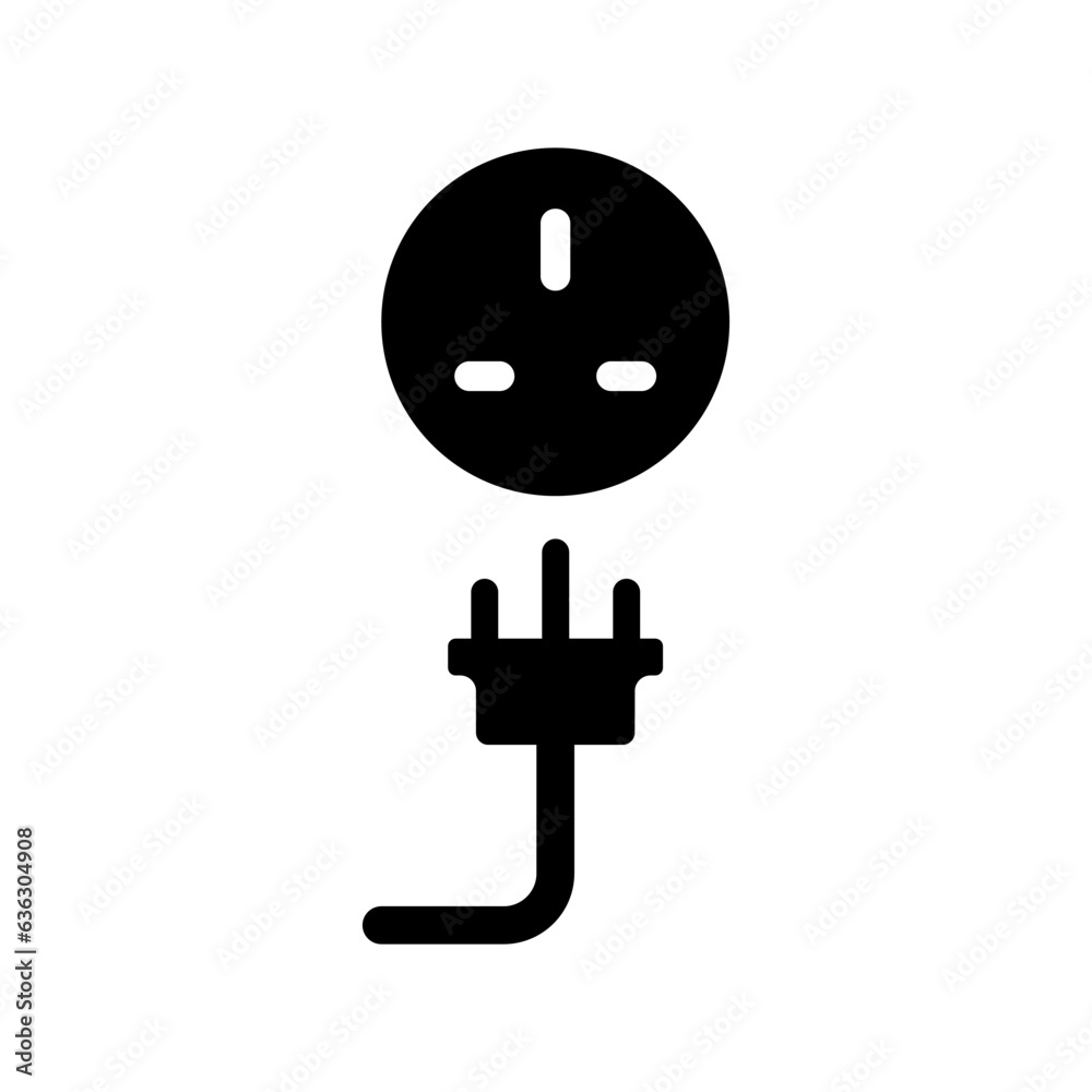 Isolated illustration of black USA America standart electrical plug ...