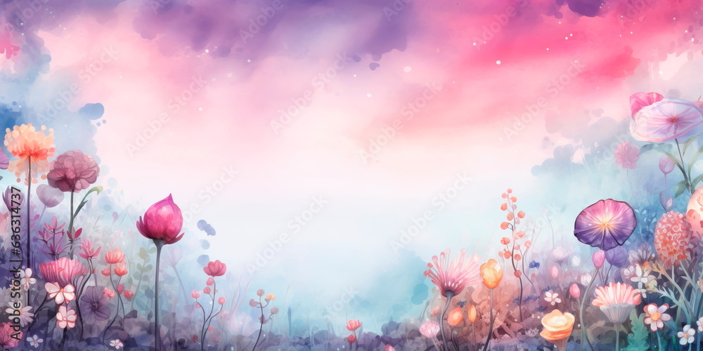 watercolor background with a whimsical and fairytale-like theme ...