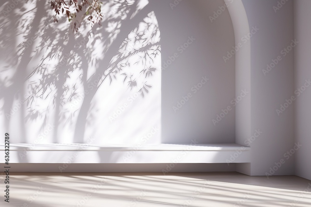 interior design, 3D stimulate of white room interior and wood plank ...